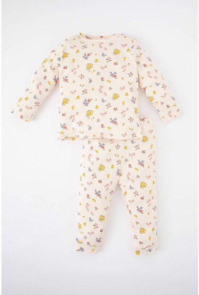 DeFacto Kız Bebek Regular Fit Çiçekli Bisiklet Yaka Uzun Kollu 2li Organik Pamuk PIJAMA Y7971A222AU DeFacto Kız Bebek Regular Fit Çiçekli Bisiklet Yaka Uzun Kollu 2li Organik Pamuk PIJAMA Y7971A222AU