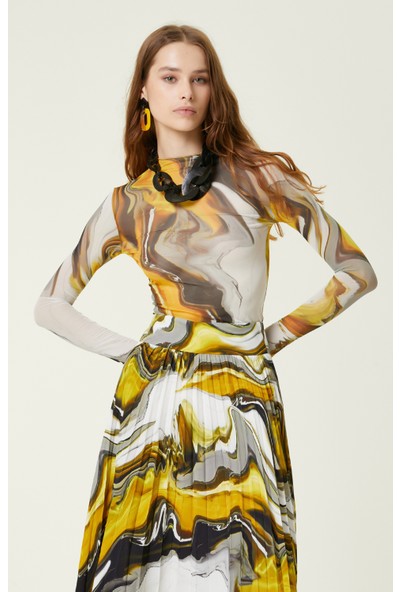 Network Safran Desenli Bluz