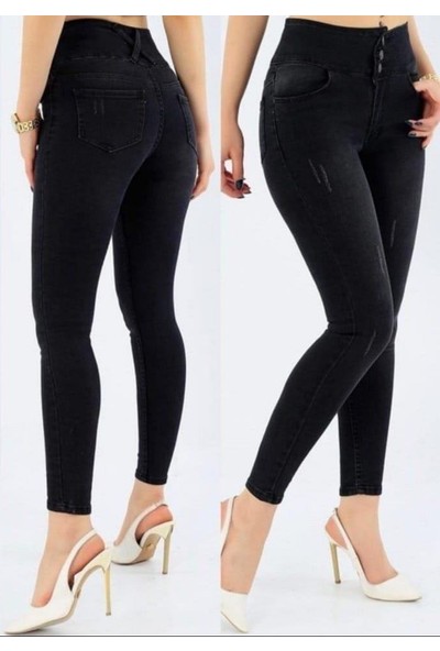 Rengamoda Yüksek Bel Likralı Jean Pantolon Rengamoda Yüksek Bel Likralı Jean Pantolon