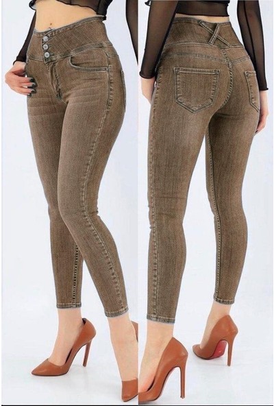 Rengamoda Yüksek Bel Likralı Jean Pantolon Rengamoda Yüksek Bel Likralı Jean Pantolon