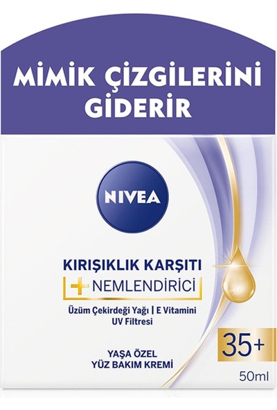 Nivea Kırışıklık Karşıtı + Nemlendirici Krem 35+ Yaş 50 ml