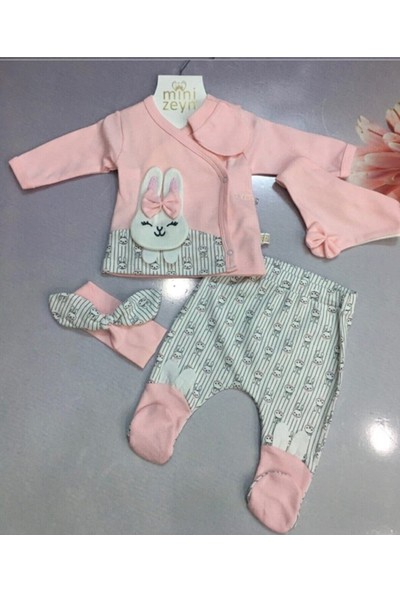 5'li Pembe Tavşanlı Hastane Çıkışı Yenidoğan Oamuklu Zıbın Set 5'li Pembe Tavşanlı Hastane Çıkışı Yenidoğan Oamuklu Zıbın Set