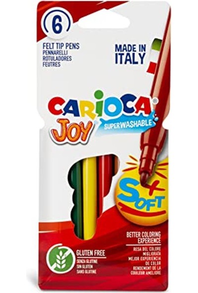 Carioca Joy Süper Yıkanabilir Keçeli Boya Kalemi, 6'lı Carioca Joy Süper Yıkanabilir Keçeli Boya Kalemi, 6'lı