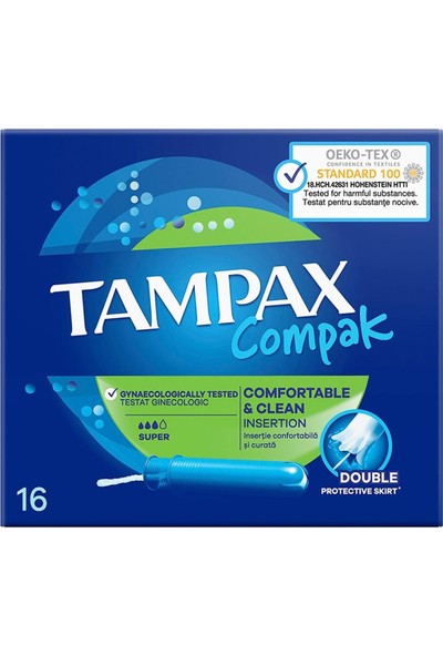 Tampax Compak Super Aplikatörlü Tamponlar 16 Adet Tampax Compak Super Aplikatörlü Tamponlar 16 Adet