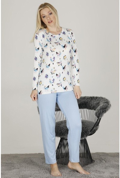Açık Mavi Renk Teknur 53149 Kadın Termal Pijama Takımı Açık Mavi Renk Teknur 53149 Kadın Termal Pijama Takımı