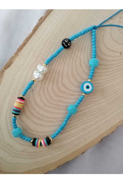 Nas Aksesuar Charm Telefon Süsü Gülen Surat Mavi Renkl Nas Aksesuar Charm Telefon Süsü Gülen Surat Mavi Renkl