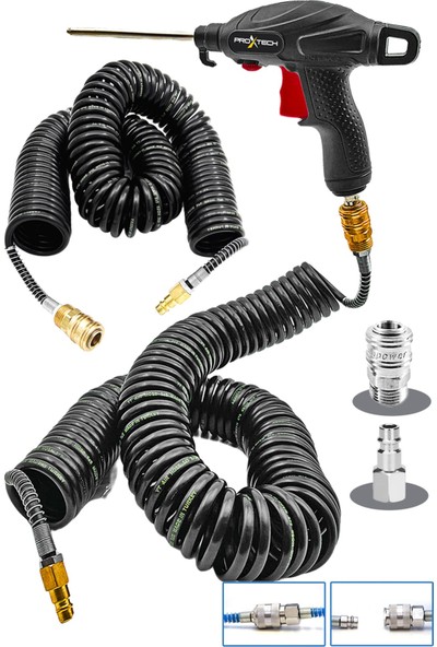 Proxtech Pro Yeni Nesil Hava Tabancası 15 Mt Spiral Hava Hortumu Recor Kompresör Set Proxtech Pro Yeni Nesil Hava Tabancası 15 Mt Spiral Hava Hortumu Recor Kompresör Set