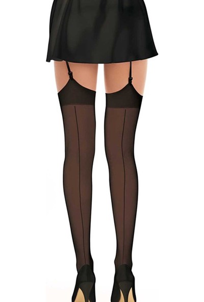 Secret Moda Buhar Ütülü Burunsuz Saten Parlaklığında 15 Denye Jartiyer Çorap