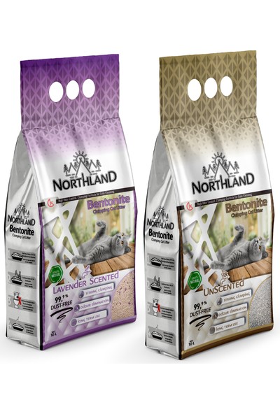 Northland Lavanta Kokulu Ve Natural Kokusuz Doğal Bentonit Kedi Kumu 10+10 lt Northland Lavanta Kokulu Ve Natural Kokusuz Doğal Bentonit Kedi Kumu 10+10 lt