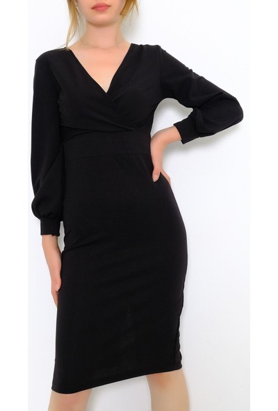 Water Stayle Balon Kol Elbise Siyah - 58706.1592.