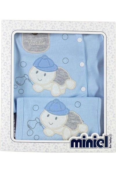 Miniel Erkek Bebek Mini Turtle Nakışlı 5li Hastane Çıkışı Seti - Mavi Miniel Erkek Bebek Mini Turtle Nakışlı 5li Hastane Çıkışı Seti - Mavi