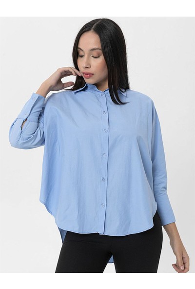 Quin Plus Terletmeyen Poplin Kumaş Mavi Gömlek Quin Plus Terletmeyen Poplin Kumaş Mavi Gömlek