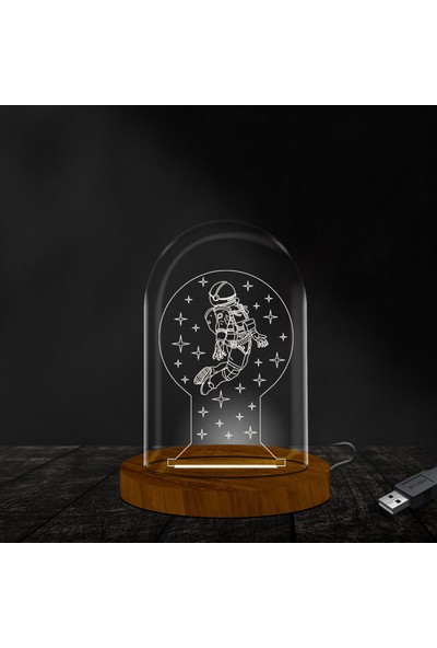 Lapidaria Astronot ve Uzay Temalı Işıklı Fanus