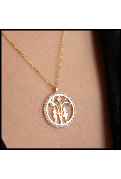 Gümüşistan 925 Ayar Gümüş Mutlu Aile Kolye