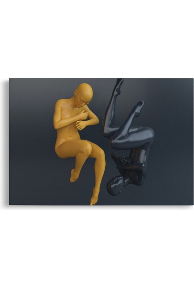 Üç Boyutlu Sarı ve Siyah Kadın Kanvas Tablo