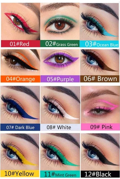 Halvey 12 Renk Pen Eyeliner Seti Halvey 12 Renk Pen Eyeliner Seti