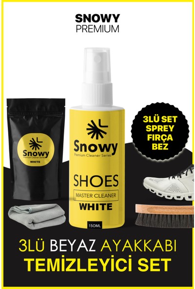 Genel Spor Ayakkabı Sarı Lekeleri Beyazlatıcı ve Genel Temizlik Bakım 3 Lü Set Fırça + Bez 150ML Jel