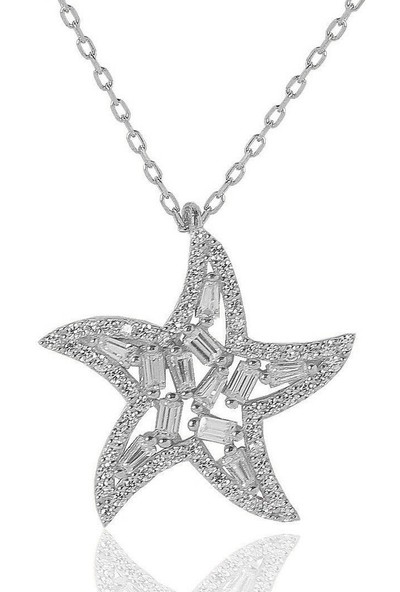 Modasilvers Gümüş Baget Taşlı Yıldız Kolye