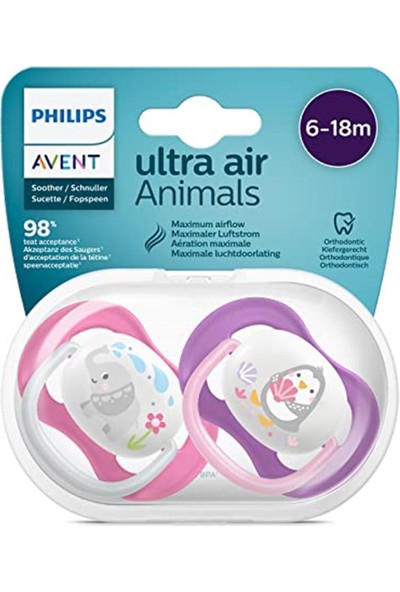 Philips Avent SCF080/08 Ultra Air Emzik 6-18 Ay Kız Philips Avent SCF080/08 Ultra Air Emzik 6-18 Ay Kız