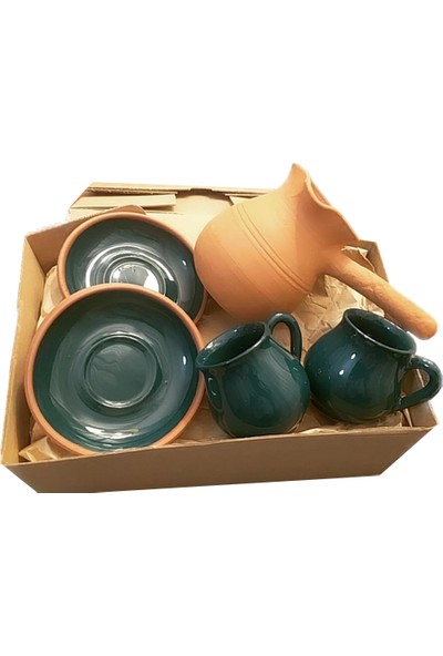 Yefe El Yapımı Toprak Çift Kişilik Petrol Yeşili Lale Kahve Fincan Takımı Yefe El Yapımı Toprak Çift Kişilik Petrol Yeşili Lale Kahve Fincan Takımı