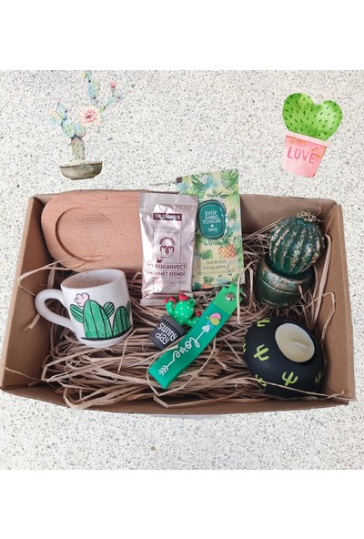 Zhb Kaktüs Fincan Anahtarlık Hediye Kutusu