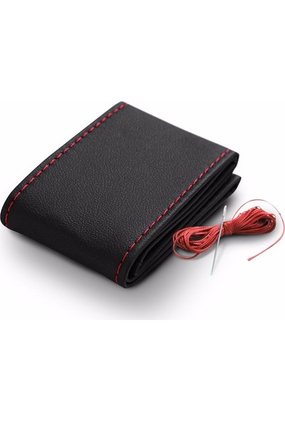 Toygun Store Tüm Araçlara Uyumlu,deri Direksiyon Kılıfı, Dikmeli Kırmızı Dikişli