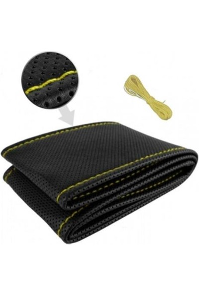 Toygun Store Tüm Araçlara Uyumlu,siyah Vinil Direksiyon Kılıfı, Dikmeli Sarı Dikişli