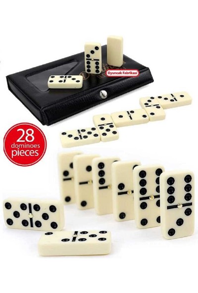 Miajima Fildişi Seramik Büyük Boy Domino Taşı Seti Çantalı 4,8 x 2,2 cm