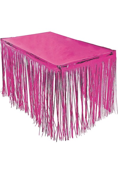 Zavanza Püsküllü Işıltılı Metalize Pembe Renk Masa Eteği 75 cm x 4 M Zavanza Püsküllü Işıltılı Metalize Pembe Renk Masa Eteği 75 cm x 4 M