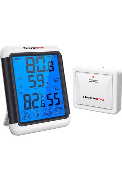 Npo Thermopro TP65 Dokunmatik Işıklı Geniş Ekran Iç ve Dış Mekan (Sensörlü) Dijital Sıcaklık ve Nem Ölçer Npo Thermopro TP65 Dokunmatik Işıklı Geniş Ekran Iç ve Dış Mekan (Sensörlü) Dijital Sıcaklık ve Nem Ölçer