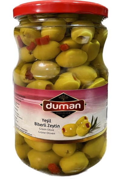 Duman Gurme Yeşil Biberli Zeytin Kavanoz 700 gr Duman Gurme Yeşil Biberli Zeytin Kavanoz 700 gr