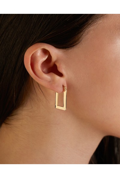 14 Ayar Altın Dikdörtgen Tasarım Küpe 14 Ayar Altın Dikdörtgen Tasarım Küpe