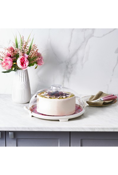 Karaca Flores Kek Fanusu Pembe