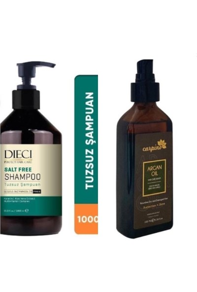 Carpino Argan Oil 100ML+DIECI Salt Free Shampoo Tuzsuz Şmp 1lt Carpino Argan Oil 100ML+DIECI Salt Free Shampoo Tuzsuz Şmp 1lt