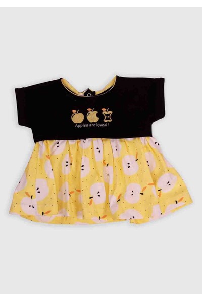 Hippıl Baby Elma Baskılı Bebek Elbise 002 | Siyah Hippıl Baby Elma Baskılı Bebek Elbise 002 | Siyah