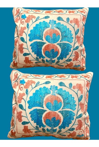 Rustik Ev El Dokuma Ipek Suzani Kırlent Kılıfı & Ikili Takım Rustik Ev El Dokuma Ipek Suzani Kırlent Kılıfı & Ikili Takım