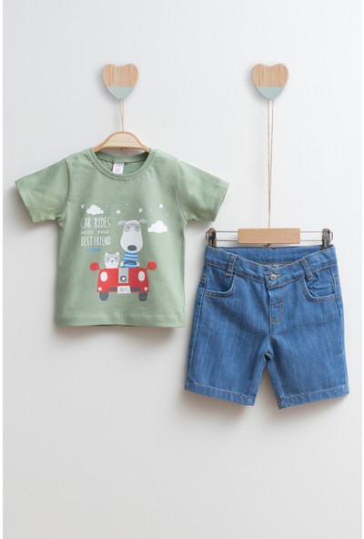 Çocuk Kot Şort T-Shirt Erkek Alt Üst Takım Car Rides - Çağla Yeşili - 1 Yaş Çocuk Kot Şort T-Shirt Erkek Alt Üst Takım Car Rides - Çağla Yeşili - 1 Yaş