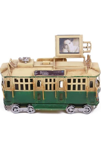 Dekoratif Metal Tramvay Çerçeveli Vintage Hediyelik