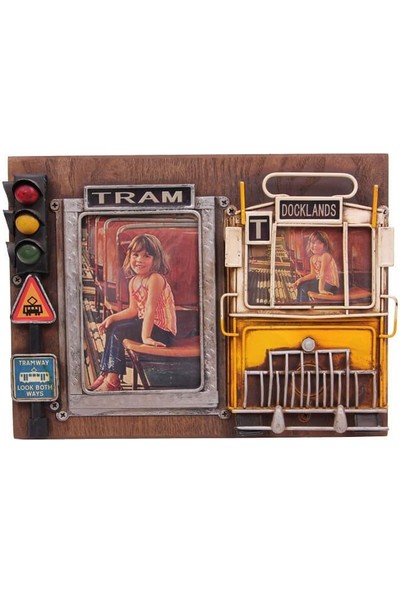 Dekoratif Metal Çerçeve Tramvay Dekorlu Vintage Ev Ofis Hediyelik Dekoratif Metal Çerçeve Tramvay Dekorlu Vintage Ev Ofis Hediyelik