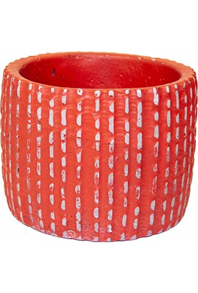 Veramaya BZBZL1055 Çizgili Eskitme Beton Saksı, Kırmızı 10X12,5CM Veramaya BZBZL1055 Çizgili Eskitme Beton Saksı, Kırmızı 10X12,5CM