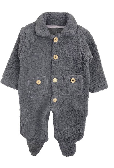 Suni Yün Cep Detaylı Bebek Dış Tulum Füme Suni Yün Cep Detaylı Bebek Dış Tulum Füme