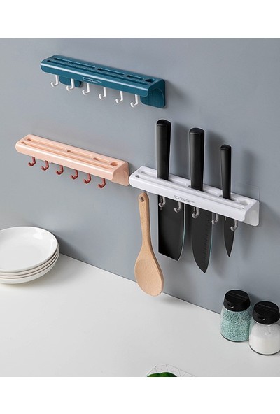 6 Kancalı Bıçak Sünger Fırça Kaşık Askısı Organizer