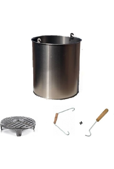 Askay Tabanı Düz Alttan Delikli Kova + Ayaklı Izgara + Çengel + Tutacaklı