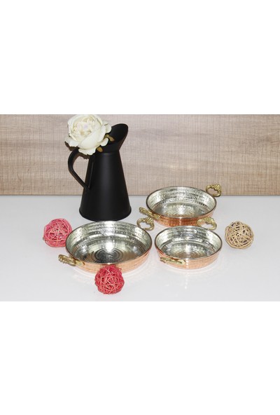 Eminox 3 Parça Bakır Yumurta Sahan Seti 15-17-19 cm Eminox 3 Parça Bakır Yumurta Sahan Seti 15-17-19 cm