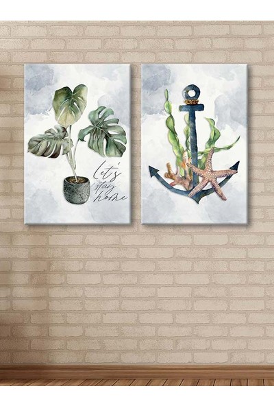 Voovart Watercolor Tropic Art 2'li Set Kanvas Tablo - VOOV4005 Voovart Watercolor Tropic Art 2'li Set Kanvas Tablo - VOOV4005