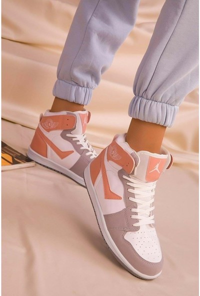 Pabuçhan 0592 Ünisex Boğazlı Basket Spor Ayakkabı - BTMK00592-GRI Pudra Beyaz-37 Pabuçhan 0592 Ünisex Boğazlı Basket Spor Ayakkabı - BTMK00592-GRI Pudra Beyaz-37