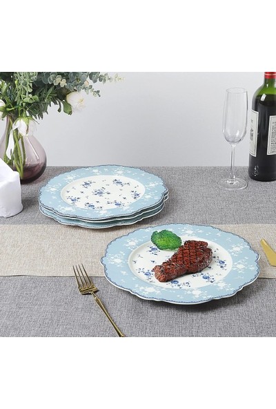 Fanquare 4'lü Dantel Desenli Porselen Yemek Tabağı