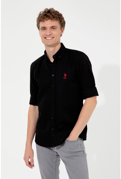 U.S. Polo Assn. Erkek Siyah Gömlek 50254188-VR046 U.S. Polo Assn. Erkek Siyah Gömlek 50254188-VR046