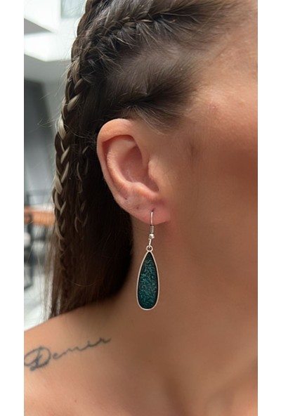 Birdyberry Accessories Yeşil Gümüş Kaplama Tasarım Küpe