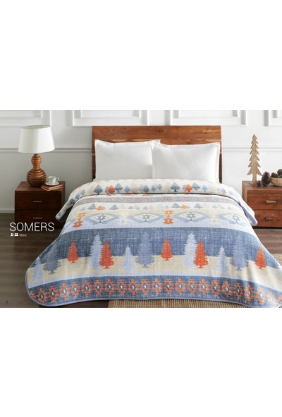 Taç Battaniye Somers Mavi Tek Kişilik